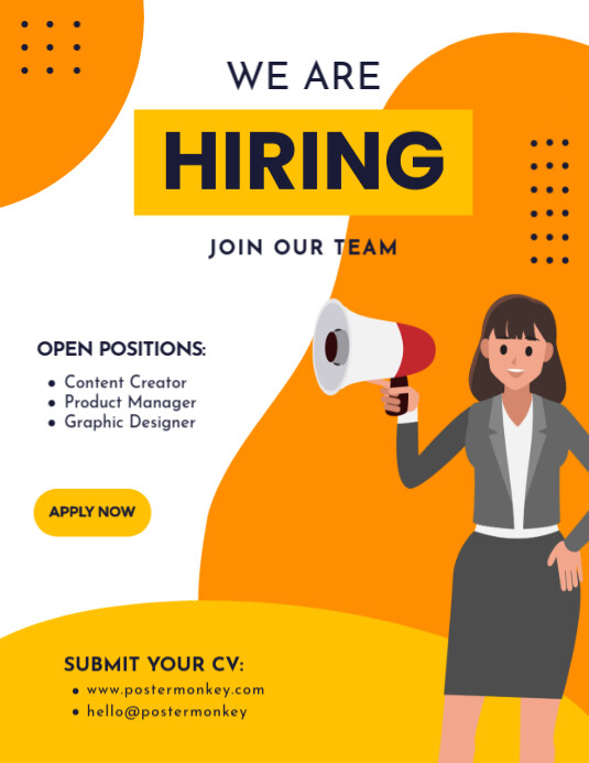 White Maximalist We Are Hiring Flyer (us Letter) Template | PosterMyWall
