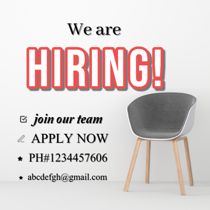 White Maximalist We Are Hiring Poster Flyers Instagram Post Template ...