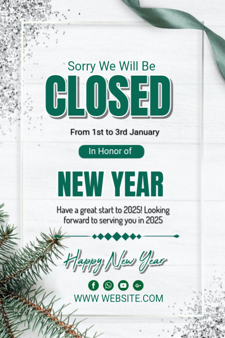 White Maximalist We Will Be Closed Announcement Poster Templat ...