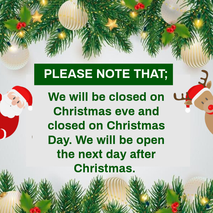 Copy of White Maximalist We Will Be Closed For Christmas Day Template Instagram Post | PosterMyWall