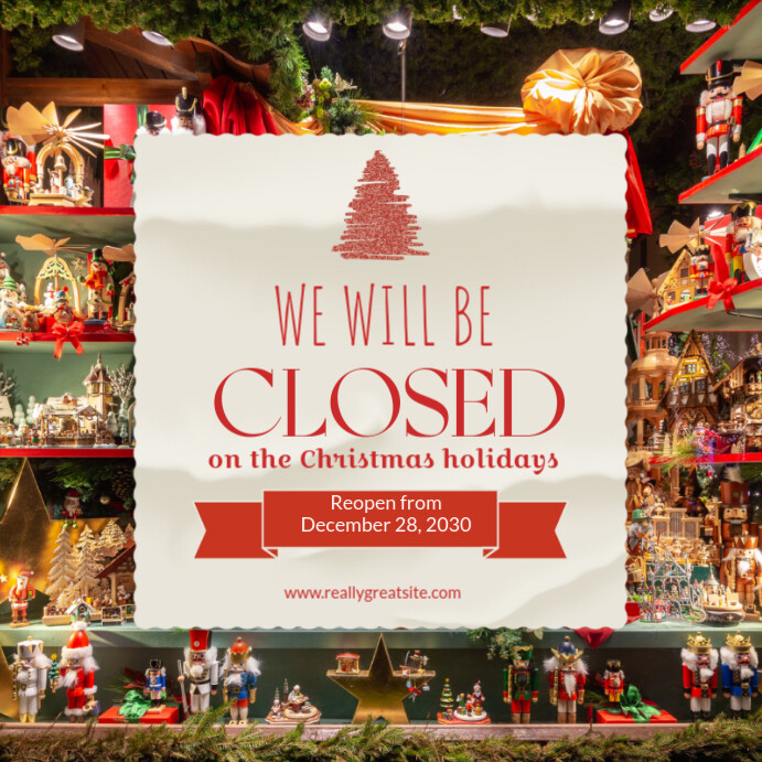 White Maximalist We Will Be Closed Instagram Post Template | PosterMyWall