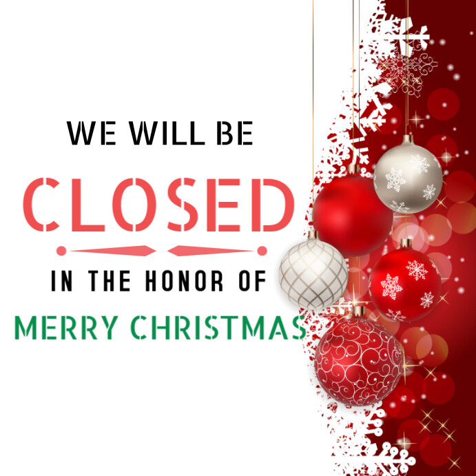 White Maximalist We Will Be Closed On Christmas Day Instagram Post Template | PosterMyWall