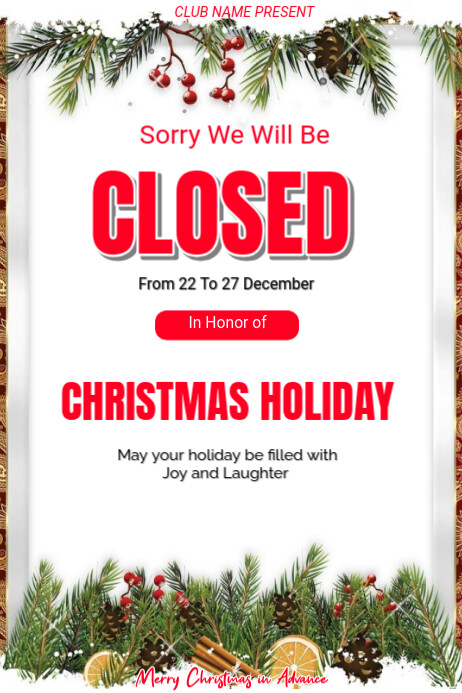 White Maximalist We Will Be Closed Poster Template | PosterMyWall