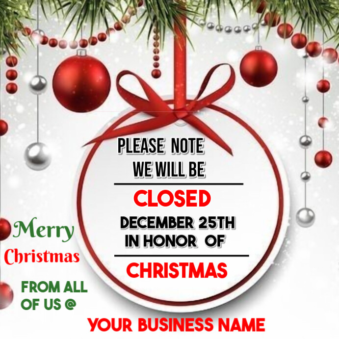 White Maximalist We Will Close For Christmas Notice Customizable Template Instagram Post ...