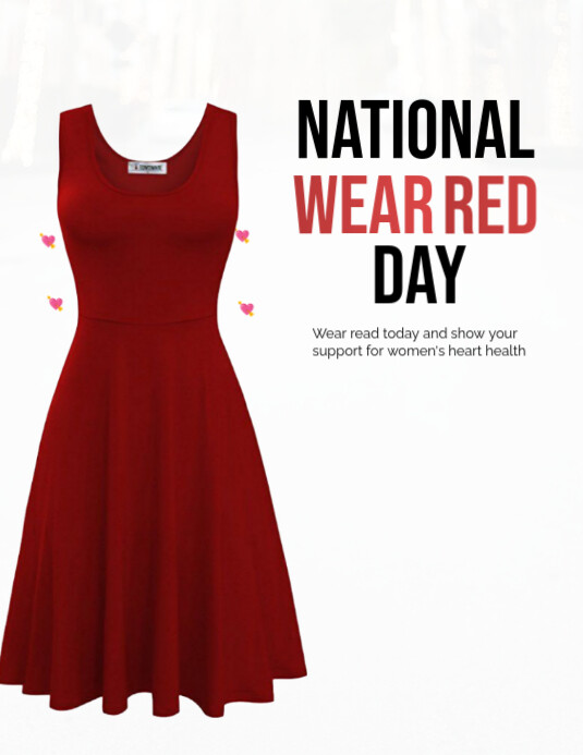 White Maximalist Wear Red Day Flyer (us Letter) Template | PosterMyWall