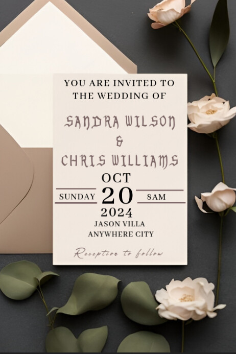 White Maximalist Wedding bells invitation Poster Template | PosterMyWall