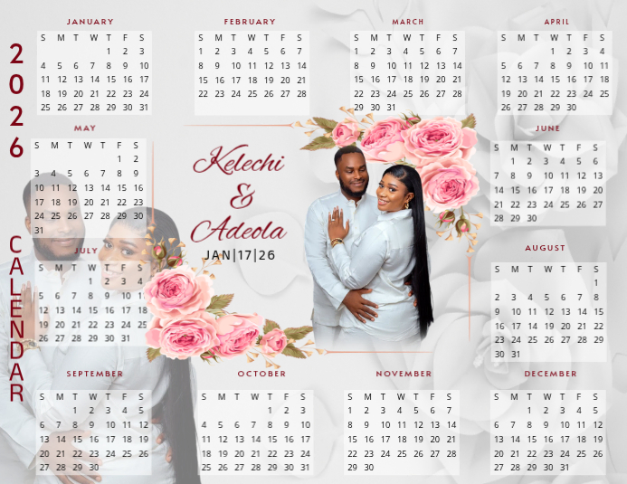 Plantilla de White Maximalist Wedding Calendar 2026 Flyer (us Letter ...
