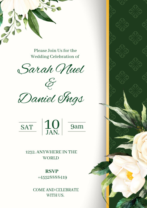 White Maximalist Wedding Invitation A4 Template | PosterMyWall