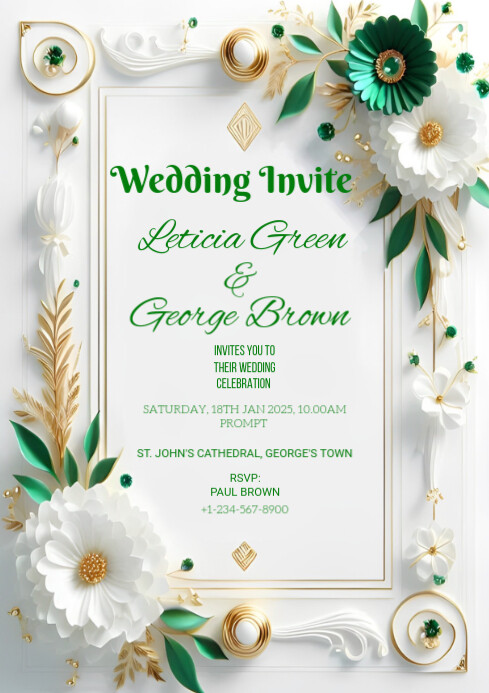 White Maximalist Wedding Invitation A4 Template | PosterMyWall