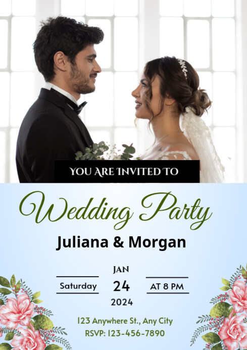 White Maximalist Wedding Invitation A4 Template | PosterMyWall