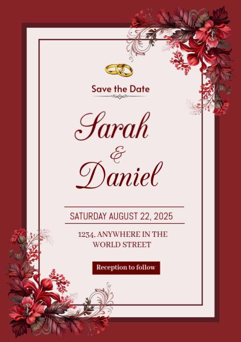White Maximalist Wedding Invitation Card A4 Template | PosterMyWall