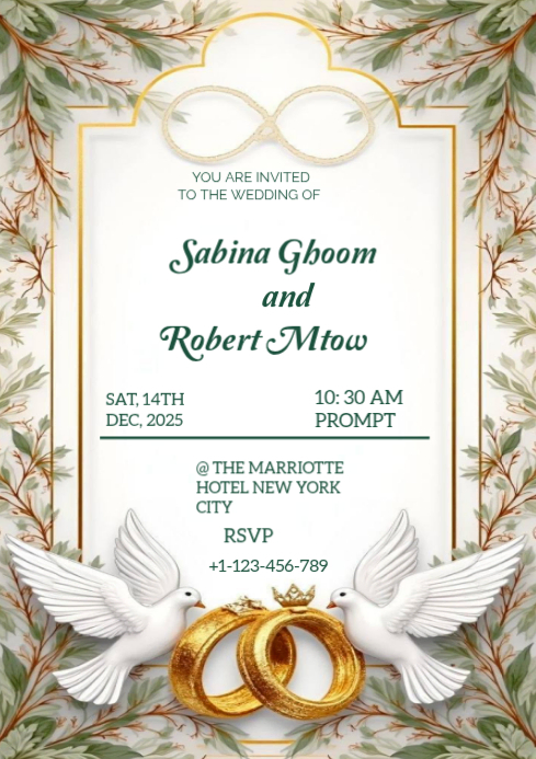 White Maximalist Wedding Invitation Card A4 Template | PosterMyWall