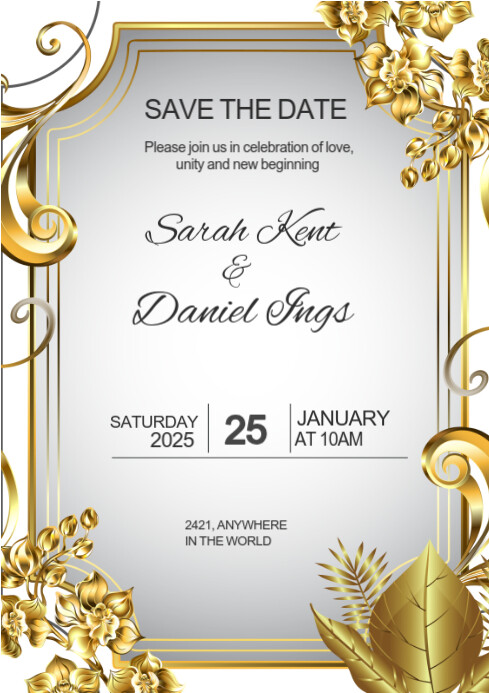 Copy of White Maximalist Wedding Invitation Card A4 | PosterMyWall