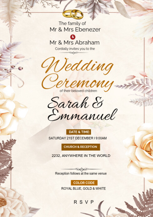 White Maximalist Wedding Invitation Card A4 Template | PosterMyWall