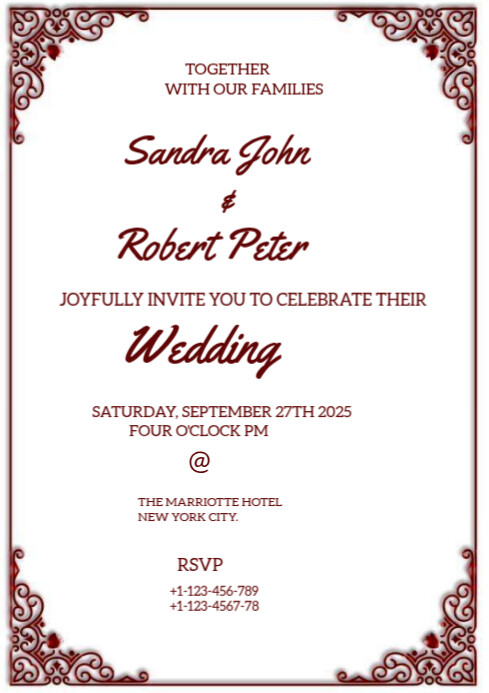 White Maximalist Wedding Invitation Card A4 Template | PosterMyWall