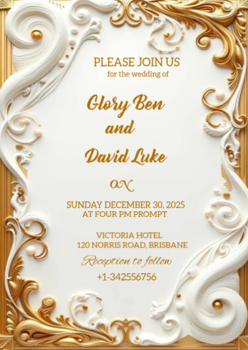 White Maximalist Wedding Invitation Card A6 Template | PosterMyWall