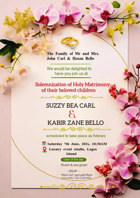 White Maximalist Wedding Invitation Card Design A4 Template | PosterMyWall