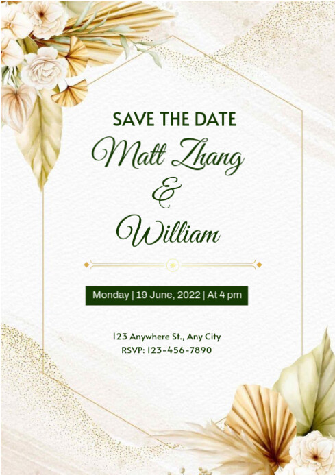 White Maximalist Wedding Invitation Card Flyer Template (1) A4 ...