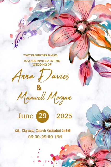 White Maximalist Wedding Invitation Cards Poster Template | PosterMyWall