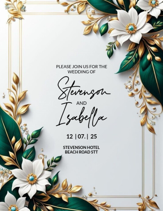 White Maximalist Wedding Invitation Flyer (us Letter) Template ...