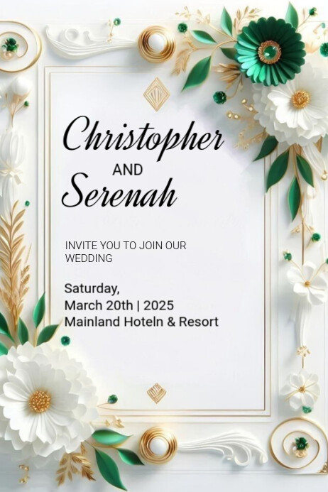 White Maximalist Wedding Invitation Flyer Poster Template | PosterMyWall