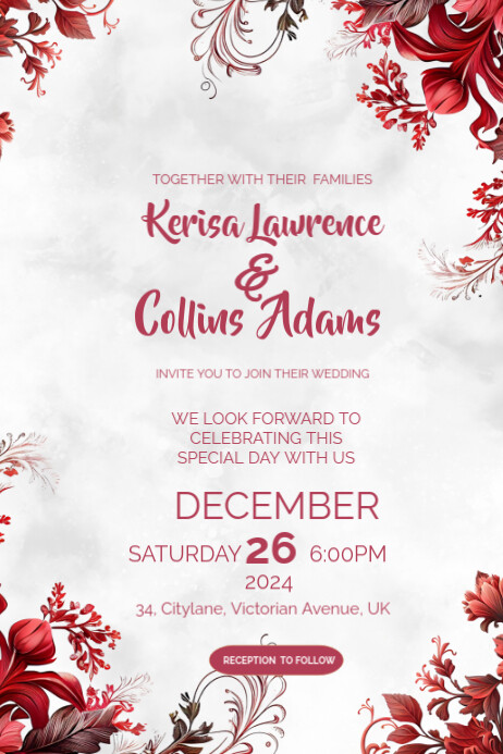 White Maximalist Wedding Invitation Templates Poster | PosterMyWall