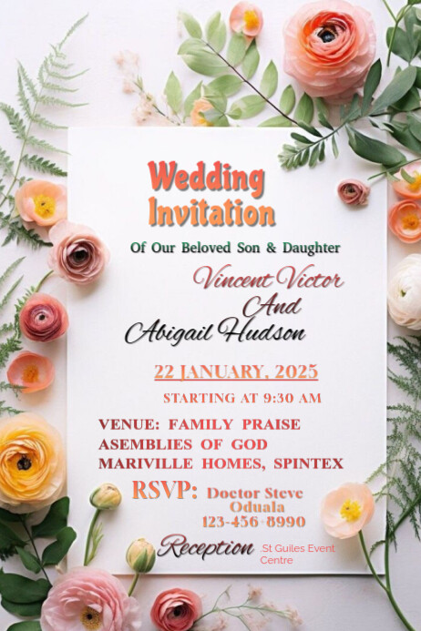 White Maximalist Wedding Invite Poster Template | PosterMyWall