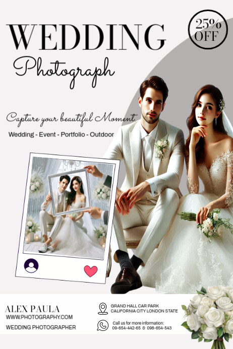 White Maximalist Wedding Photographer Promotion Template Poster ...