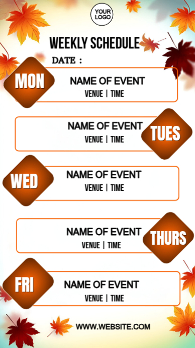 White Maximalist Weekly Schedule Instagram Story Template | PosterMyWall