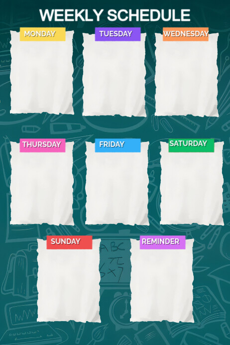 White Maximalist Weekly Schedule Poster Template | PosterMyWall