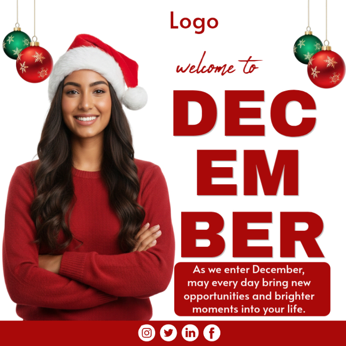 White Maximalist Welcome To December Instagram Post Template | PosterMyWall