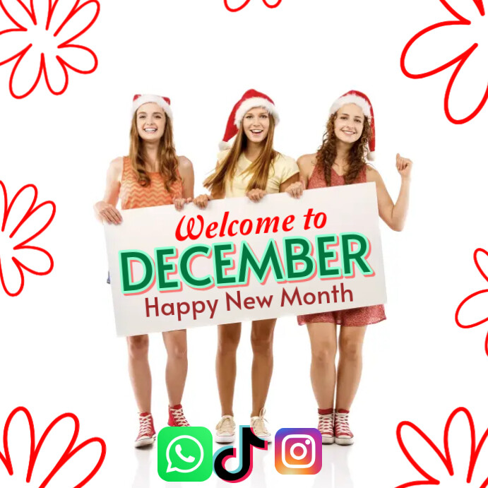 White Maximalist Welcome To December Instagram Post Template | PosterMyWall