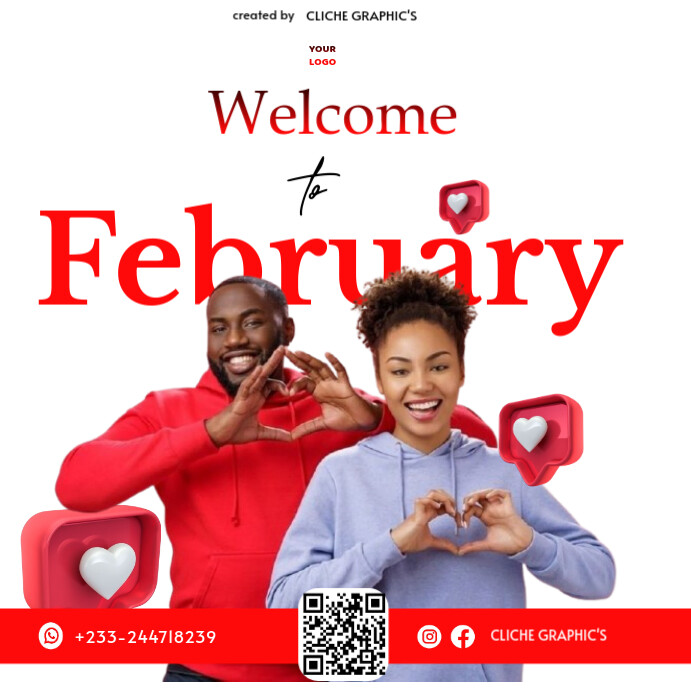 Copy of White Maximalist Welcome To February Instagram Post | PosterMyWall