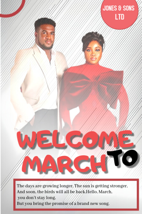 White Maximalist Welcome To March Poster Template | PosterMyWall