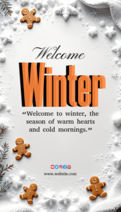 White Maximalist White Background Joyful Welcome Winter Business Card ...