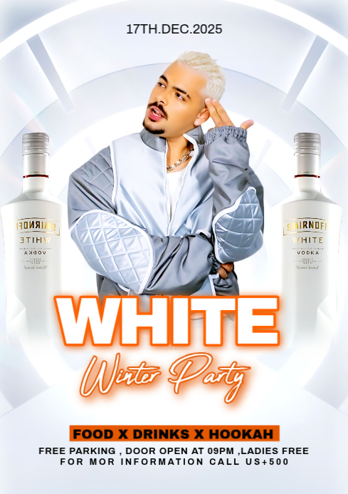 White Maximalist White Party A4 Template | PosterMyWall