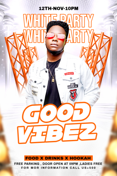 White Maximalist White Party Flyer Banner 4' × 6' Template | PosterMyWall