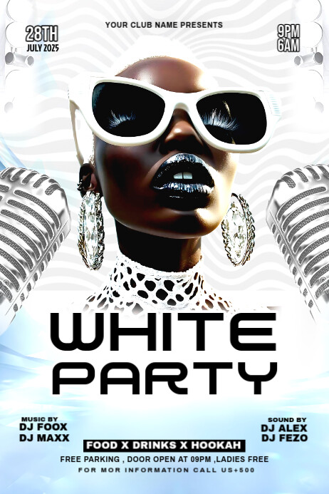 White Maximalist White Party Flyer Poster Template | PosterMyWall