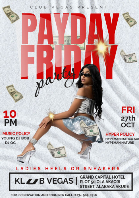 Copy of White Maximalist White Payday Friday Party A4 | PosterMyWall