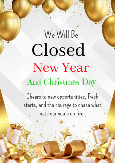 White Maximalist Will Closed A4 Template | PosterMyWall