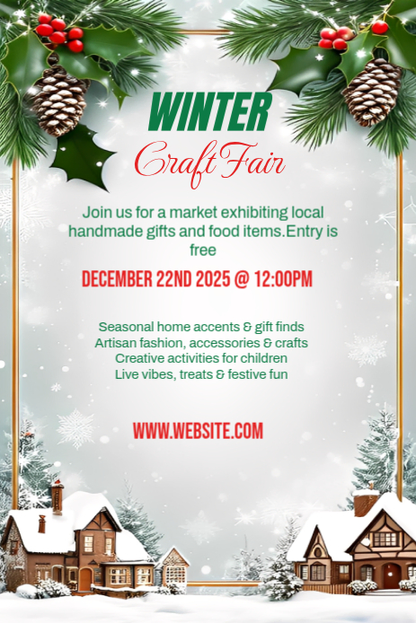 White Maximalist Winter Craft Fair Pinterest Graphic Template ...