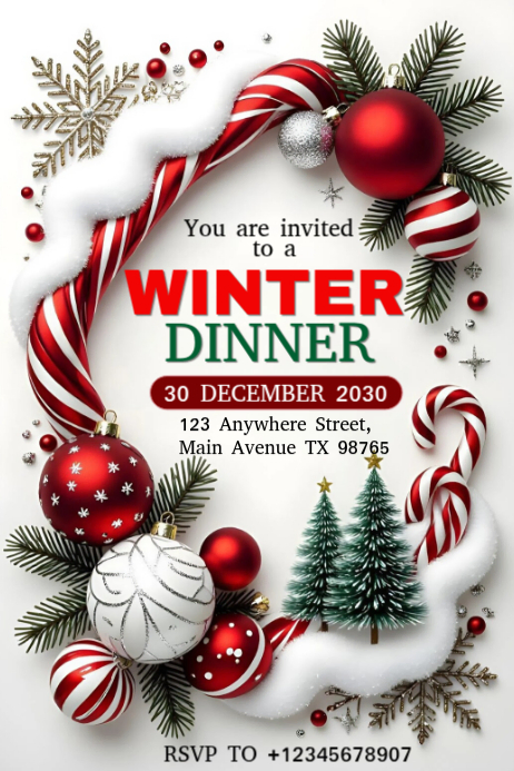 White Maximalist Winter Dinner Party Poster Template | PosterMyWall