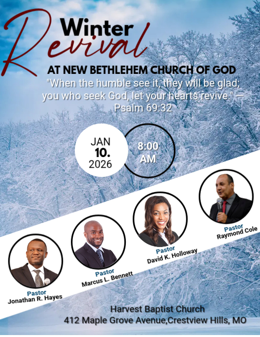 White Maximalist Winter Revival Flyer (us Letter) Template | PosterMyWall