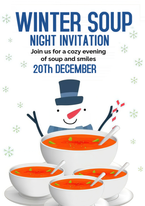 White Maximalist Winter Soup A4 Template | PosterMyWall