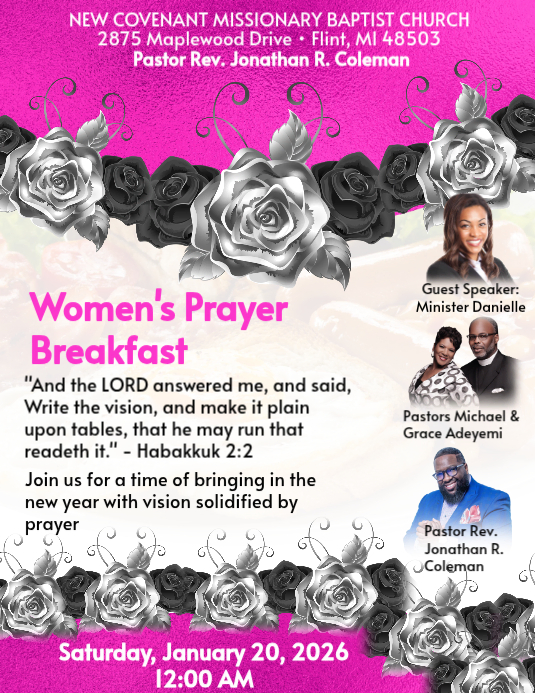 White Maximalist Women's Prayer Breakfast Flyer (us Letter) Template ...