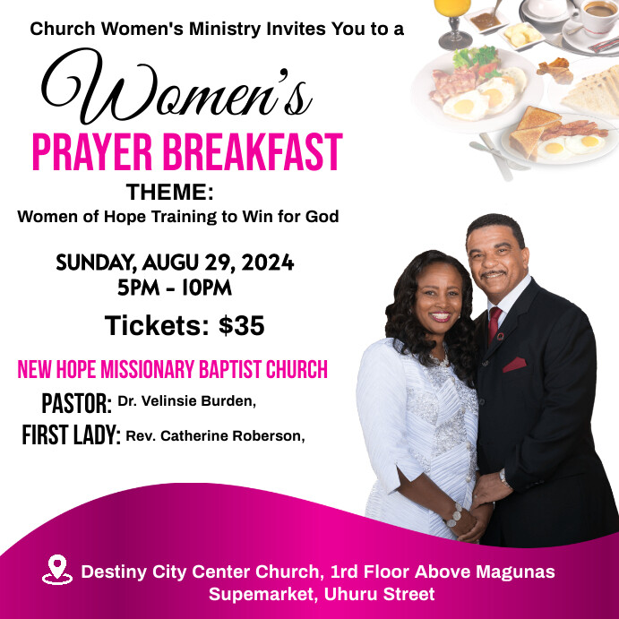 White Maximalist Women's Prayer Breakfast I Template | PosterMyWall