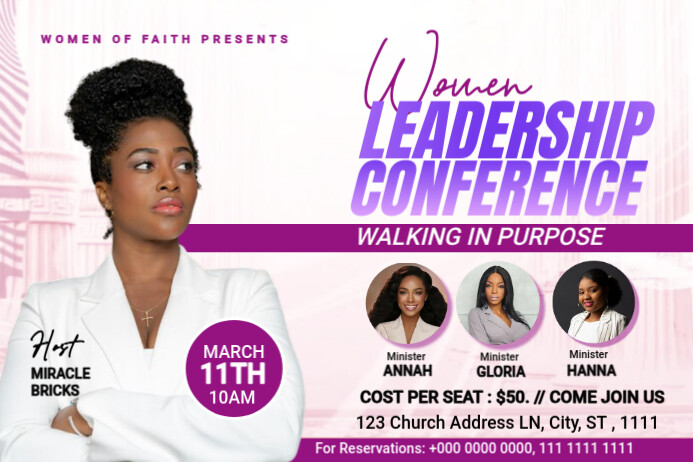 White Maximalist Women Leadership Conference Poster Template | PosterMyWall