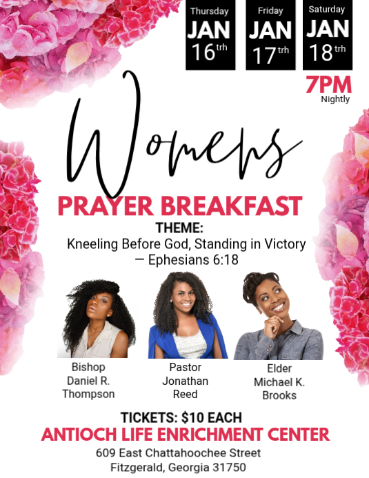 White Maximalist Womens Prayer Breakfast Flyer (us Letter) Template ...