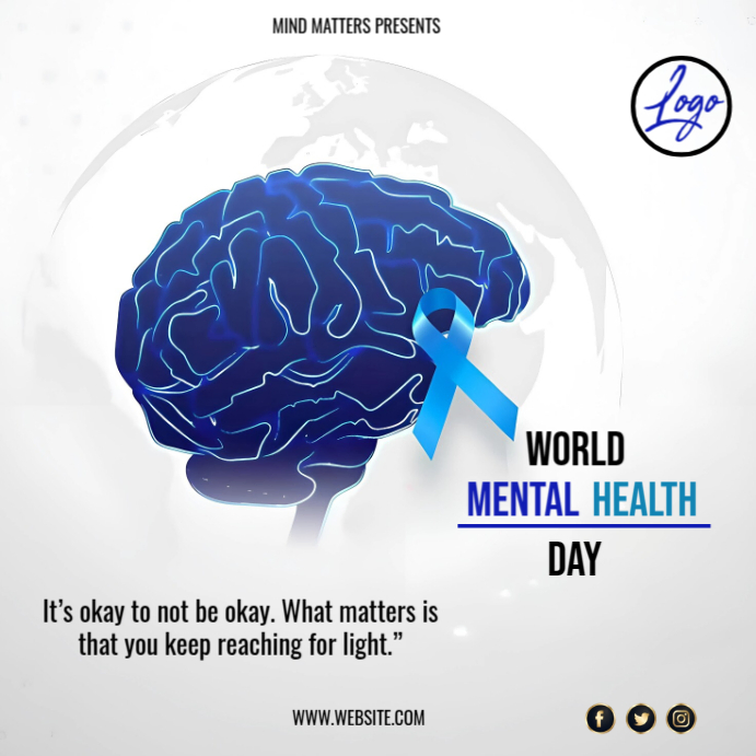 Plantilla de White Maximalist Worid Mental Health Day Instagram Post ...