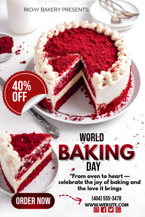 White Maximalist World Baking Day Poster Template | PosterMyWall
